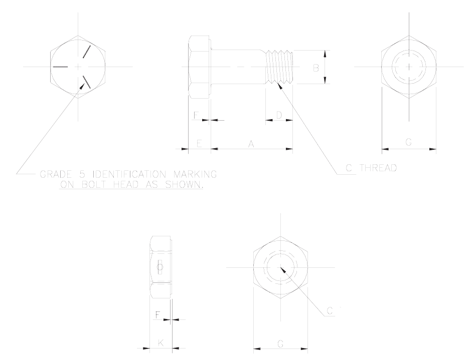 Grade 5 Bolt & Lock Nut Specifications - Frost Inc