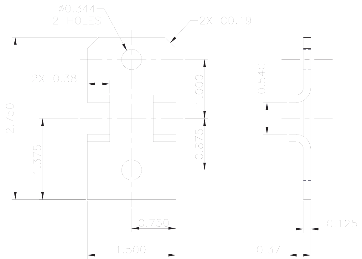 3" "F" Attachment Vertical Hole - Frost Inc